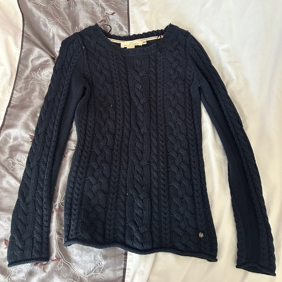 H&M | Sweaters | Vintage Label Of Graded Goods Navy Blue Cable Knit ...